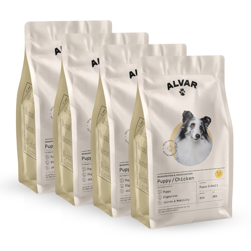 Alvar Pet Puppy/Chicken 4 x 7 kg | Food for your puppy's optimal groth